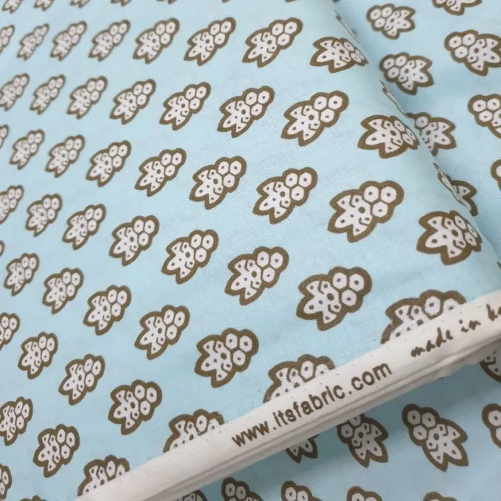 100% Cotton Fabric Soft Blue Flower Bud Design, Kain Cotton Bercorak ...