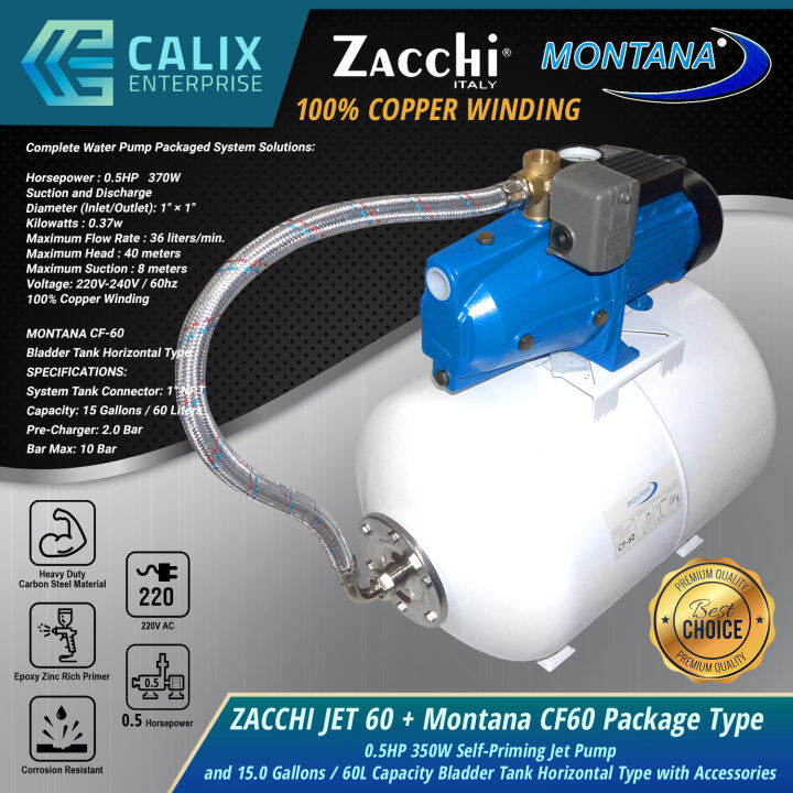 0.5HP 350W Self-Priming Jet Pump 100% COPPER WINDING and 15.0 Gallons ...