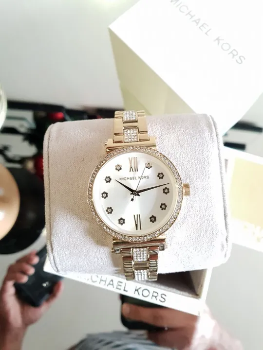 Michael Kors Sofie Crystal Bezel MK3880 - Gold , White Dial 36mm With 1 ...