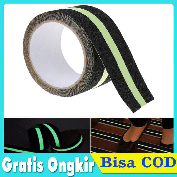 5CMx5M stiker lakban anti slip lantai tangga rumah Glow in the dark Safety Walk Tape Fosfor ...