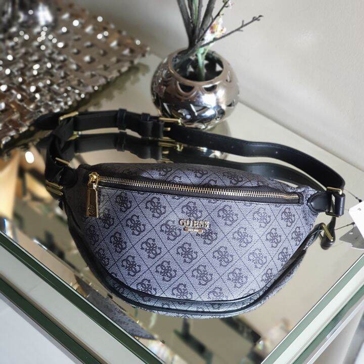 Guess Fanny Pack Large Belt Bag In Signature Monogram - Black | Lazada PH