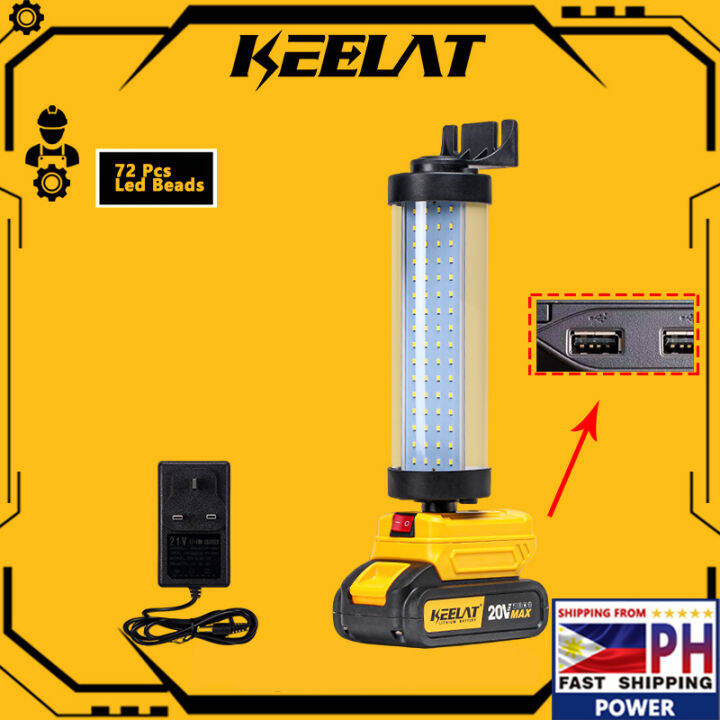 KEELAT LED Work Light Lithium Battery Portable Light Rechargeable Usb ...