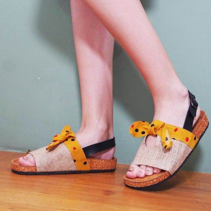 SANDAL NADRA GONI MIX PITA KUNING Yang sangat unik | Lazada Indonesia