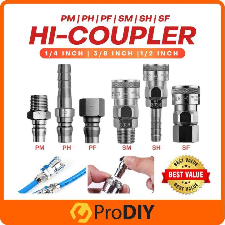 1/4" 3/8" 1/2" Hi-Coupler Air Hose Pneumatic Quick Coupler Coupling ...
