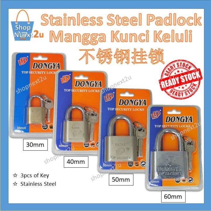 Security Padlock 30mm 40mm 50mm 60mm Stainless steel Heavy Duty Safety ...