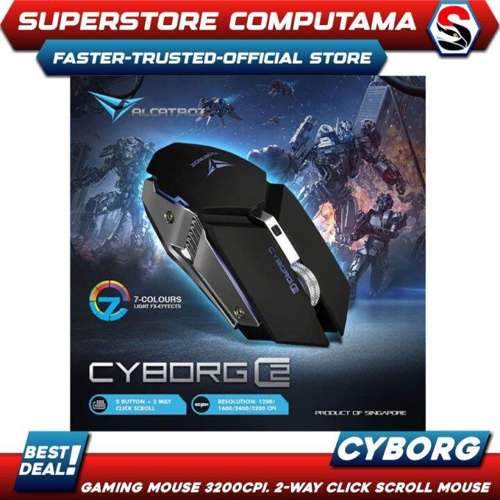 ALCATROZ CYBORG C2 Gaming Mouse 3200CPI. 2-Way Click Scroll Mouse ...