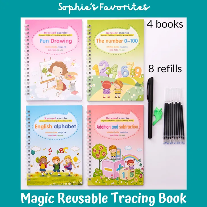 Magic Reusable Copybook 4books/set Learning Writing, Drawing, Reading ...