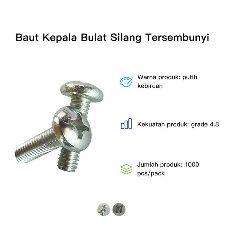 Baut Kepala Bulat Silang Tersembunyi | Lazada Indonesia
