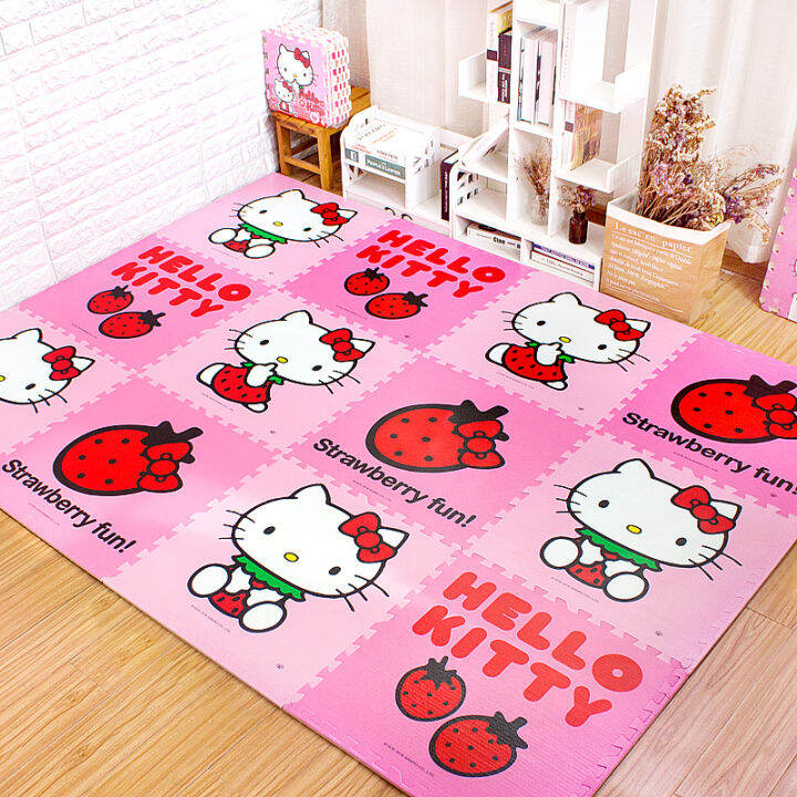 Mingde hello kitty cat cartoon foam mosaic floor mat girl cute bedroom ...