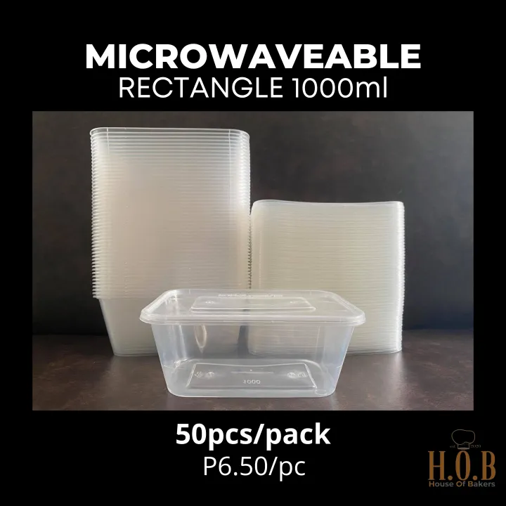 Plastic Microwaveable Rectangle (50pcs) 1000ml LF Plastic Container Tub ...