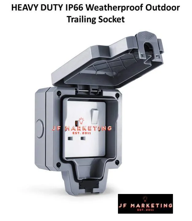 HEAVY DUTY IP66 Weatherproof Outdoor Trailing Socket / 13A Weatherproof ...