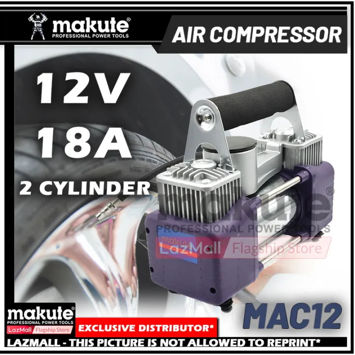 Makute Air Compressor/Charge Pump 2 Cylinder 12V 18A Mac12 | Lazada PH