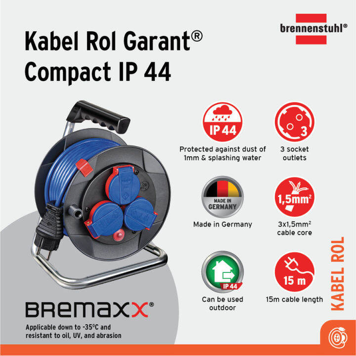 Brennenstuhl Garant Compact IP44 Cable Reel / Kabel Roll / Rol / Gulung ...