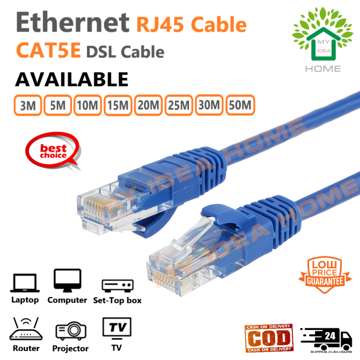 DSL CABLE 3~50 Meters CAT5E Ethernet Internet RJ45 Cable, Lan Cable ...
