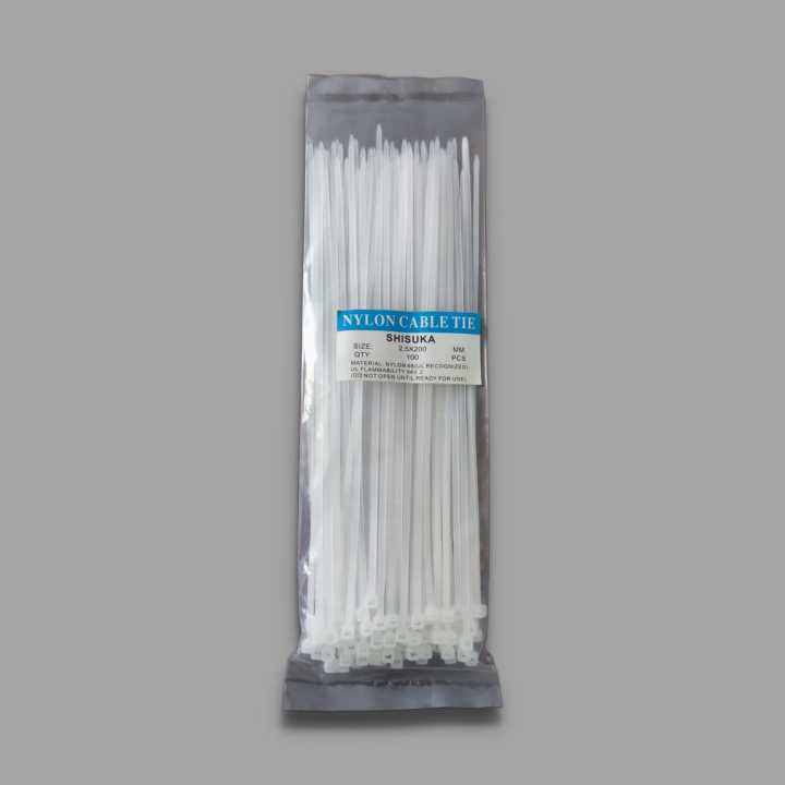 KABEL TIES PUTIH 20 CM 200 X 2.5 MM (GROSIR) ISI 100 PCS ASLI NILON CABLE TIE TIS NYLON 20CM 2,5 ...
