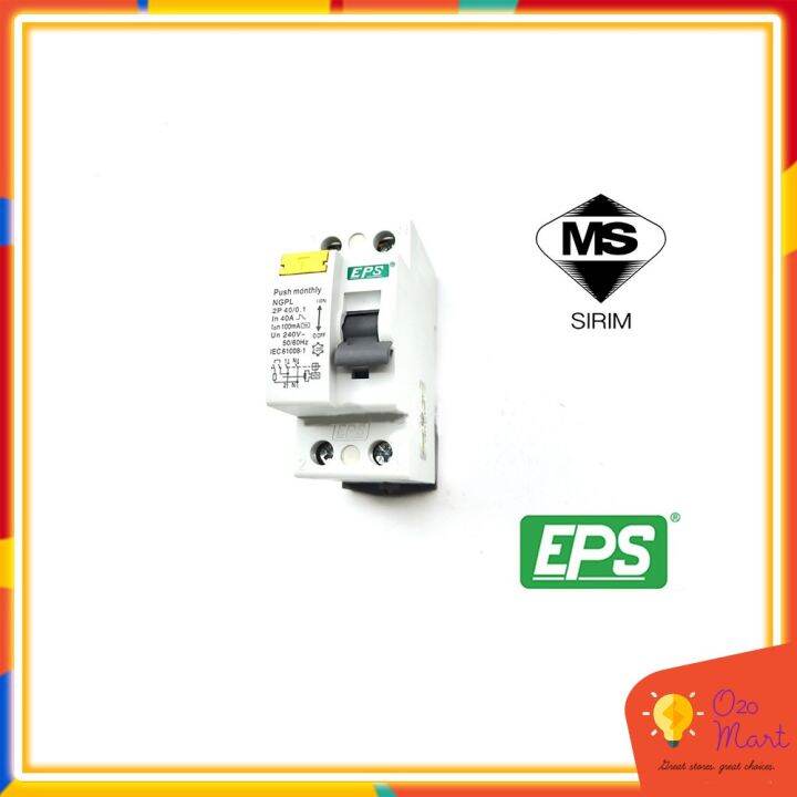 EPS 2 POLE ELCB/RCCB 40A / 63A (100mA) SIRIM APPROVED | Lazada