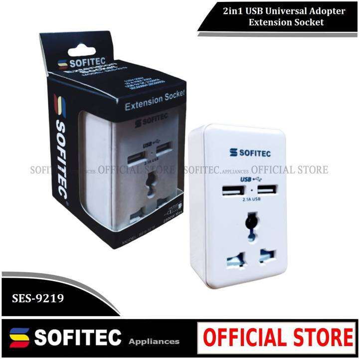 Bundle of 3 Sofitec 2in1 Universal Adapter Extension Socket Type C ...