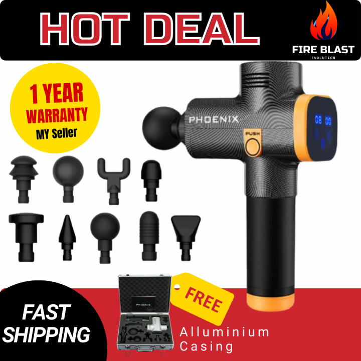 【PROMO】Fire Blast Evo- Phoenix Low Noise Fascial Gun 9 Massage Heads ...