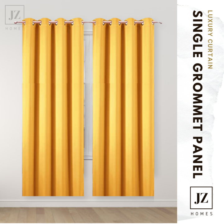 Plain Yellow Luxury Curtain for Living Room & Bedroom - Single Grommet ...