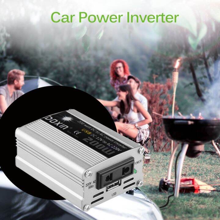 200W car power conversion inverter DC 12V to AC 220V modified sine wave power supply, with USB ...