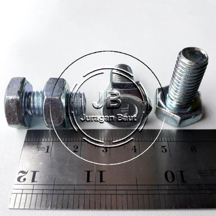 100 PCS BAUT MUR M10 X 20 PANJANG 2CM 2 CM KUNCI 17 20MM MM PUTIH BAUD ...
