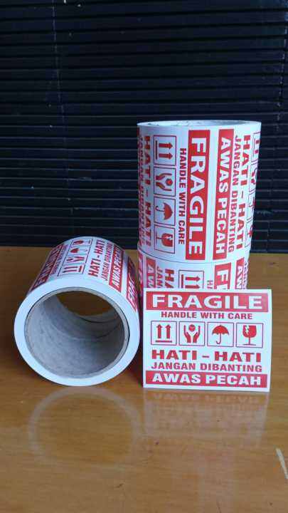 sticker fragile jumbo 10 cm x 8,5 cm stiker fragil besar untuk paket ...