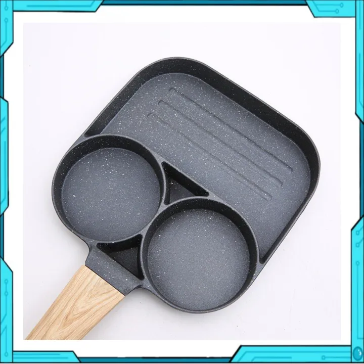 Grid Nonstick Egg Frying Pan 2 in 1 Divided Frying Grill Pan 3 Section ...