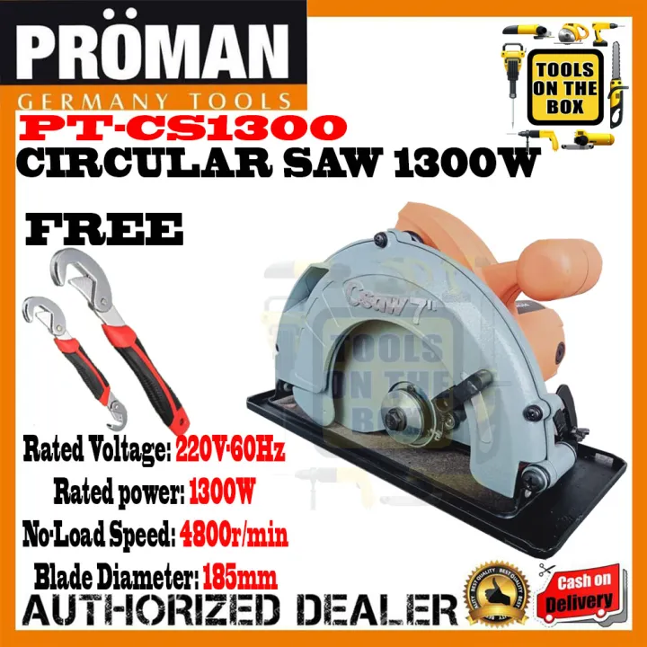Proman Circular Saw 1300W PT-CS1300 Complete Accessories NEW WITH FREE ...