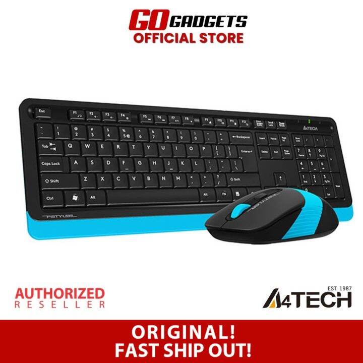 ღA4Tech Fstyler FG1010 Wireless Keyboard Mouse Combo USB Blue♧ | Lazada PH