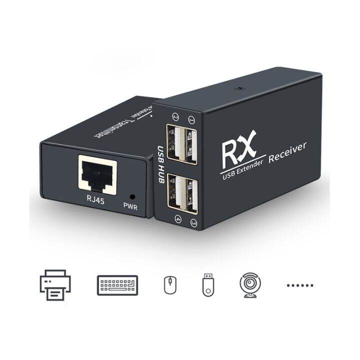 Usb 120m Extender Adapter 4 Port Usb 2 0 Hub Over Cat 5e 6 Ethernet Utp