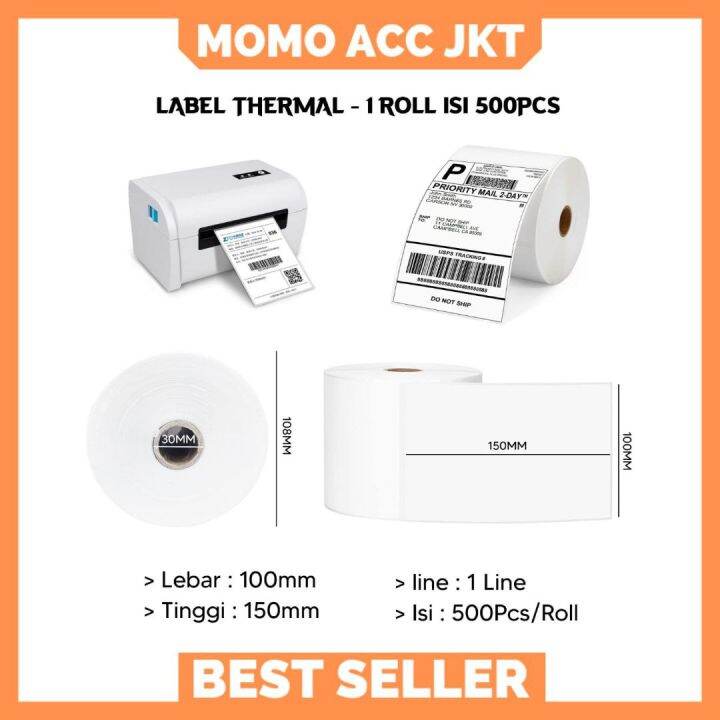 Kertas Sticker Label Thermal A6 Waterproof 100x150 Lem kuat | Lazada ...