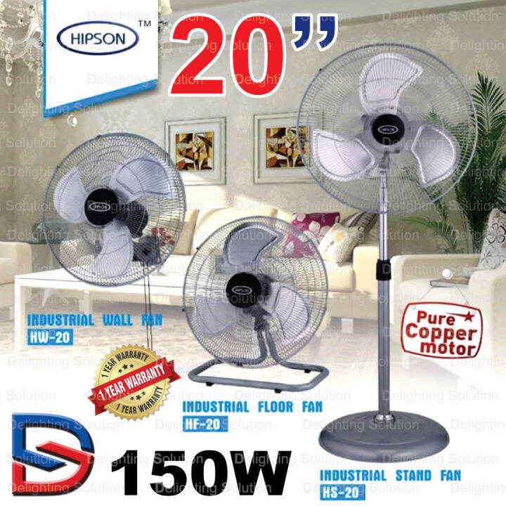 Hipson 20inch Industrial Stand Wall Floor Fan Silver | Lazada