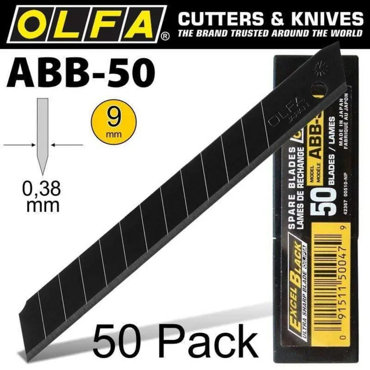 OLFA 9mm Blade ABB-50 Ultra Sharp Black Snap-Off Blade, 50-Pack | Lazada PH