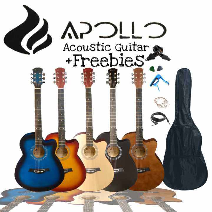 APOLLO Acoustic Electric Guitar 40 inches with TRUSSROD and Built-in ...