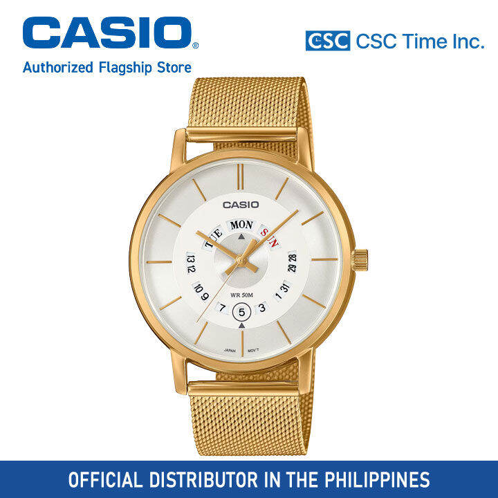 Casio (MTP-B135MG-7AVDF) Gold Stainless Steel Self-adjustable Mesh ...
