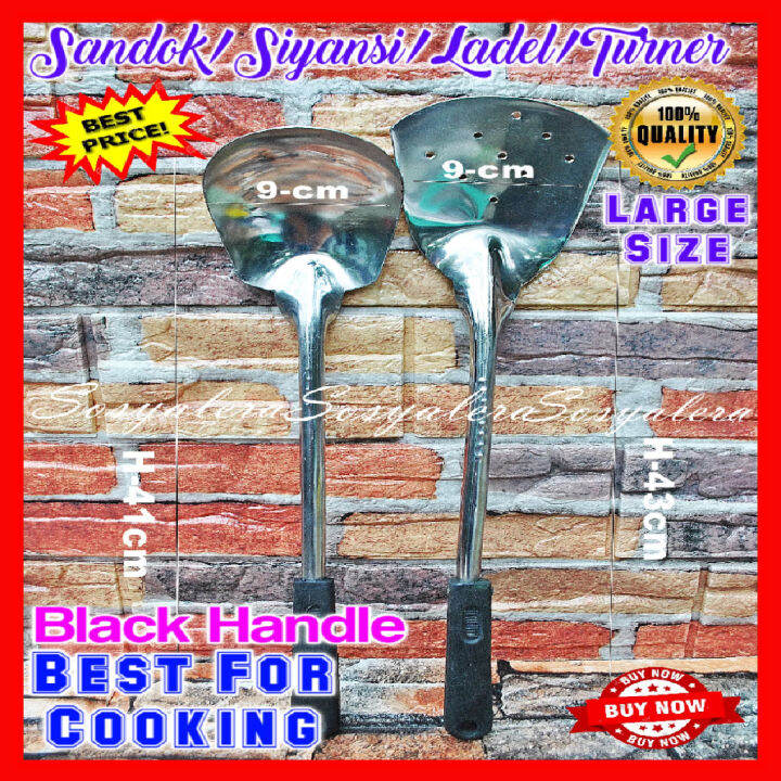 Sosyalera Black Handle Sandok and Siyansi Turner Ladel Makapal Sandok ...