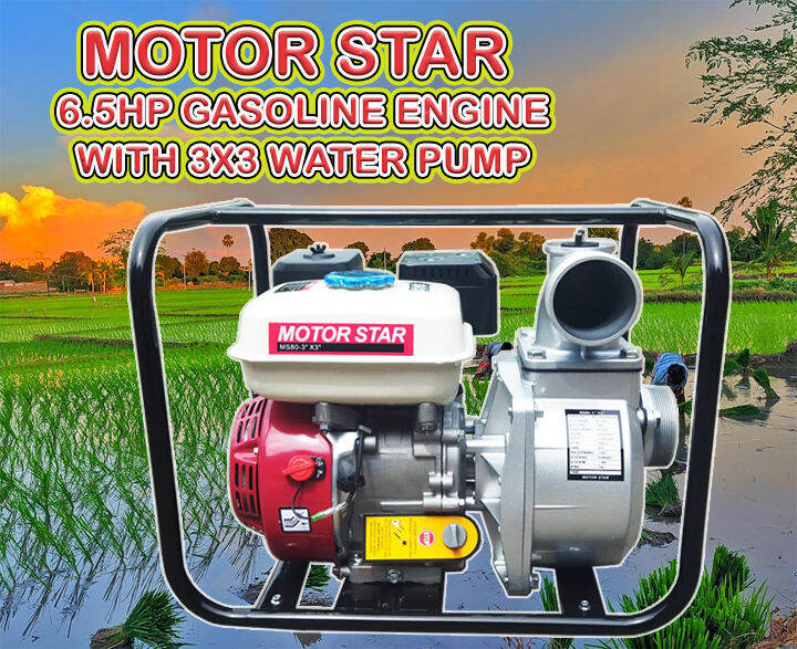 Coupled Gasoline Engine 6.5hp With 3X3 Self Priming Water Pump Motor ...