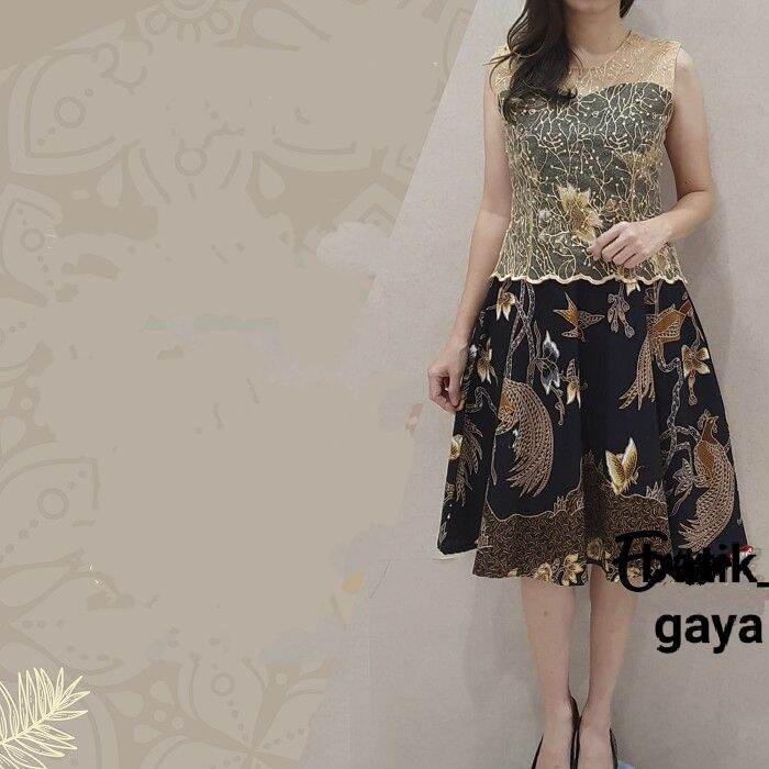 dres batik pesta mewah - dress kombinasi - dress batik kekinian - dress ...