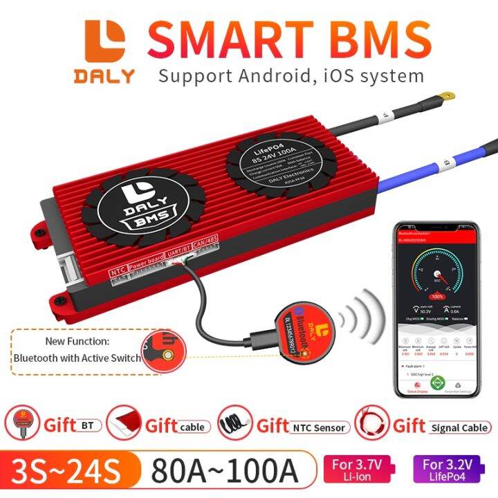 Solar daly smart BMS 4S LifePO4 16S 12V 24V 36V 48V 60V 72V 80A 100A 100Ah 3S 7S 8S 10S 12S 13S ...