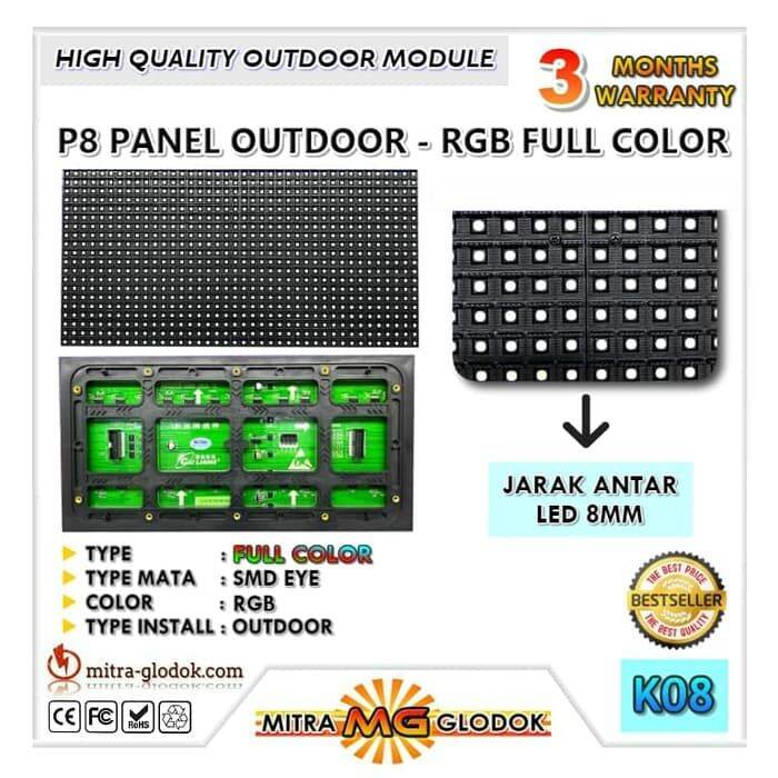 PANEL MODUL MODULE P8 SMD OUTDOOR INDOOR SEMI OUTDOOR LED MATRIX MATRIKS HUB 75 VIDEOTRON ...
