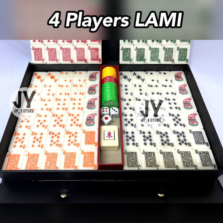 RUMMY/CINAMI/LAMI MAHJONG SET/MAHJONG SET 4人拉米麻将 (PEARL WHITE COLOR ...
