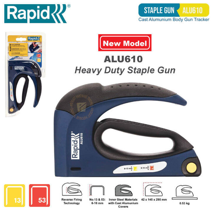 Rapid ALU610 Heavy Duty Full Aluminium Body Staple Gun (Staples 53/6-10 ...