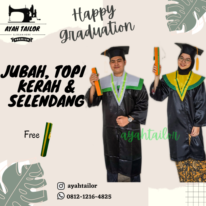 BAJU TOGA JUBAH WISUDA MAHASISWA ATRIBUT WISUDA SET LENGKAP PLUS TABUNG ...