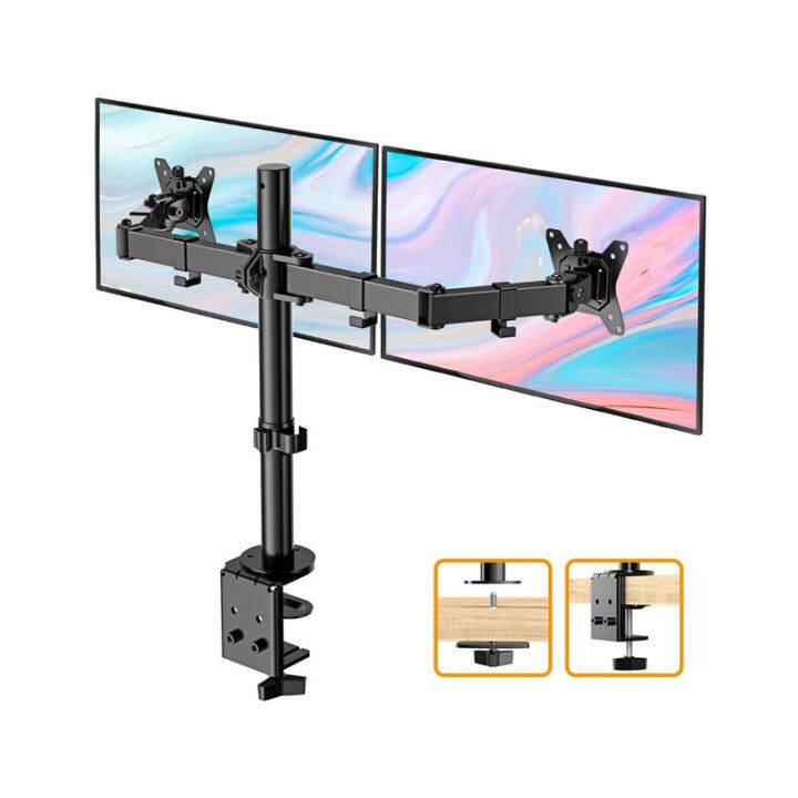 Dual Monitor Desk Mount Stand Fully Adjustable Monitor Arm Mount With C Clamp For 14-32" Monitor ...