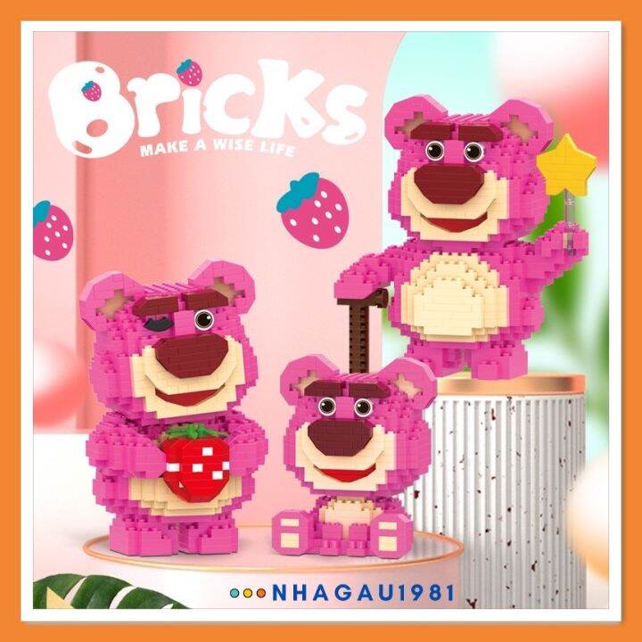 Bộ Lắp Ráp Mô Hình Gia Đình Gấu Dâu Lotso Đồ Chơi Lắp Ráp Nhân Vật Hoạt ...