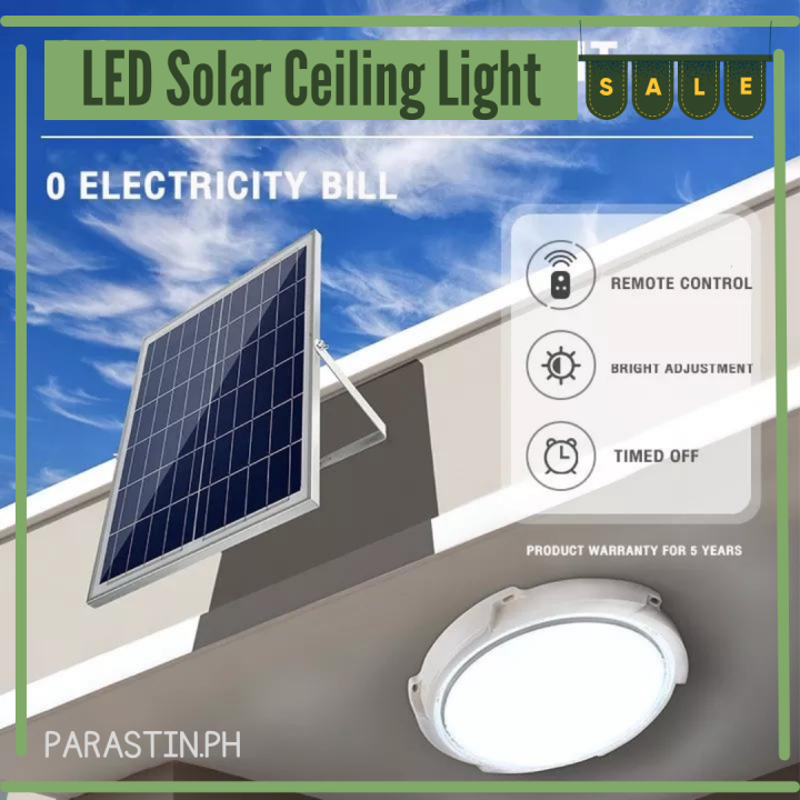 LED Solar Ceiling Light Solar Panel Light Indoor Outdoor with Remote ...