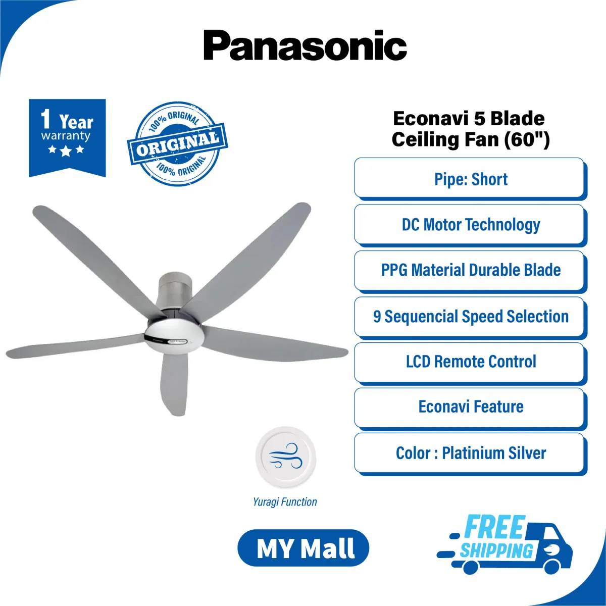 Harmony 60 3 Blade Ceiling Fan With Remote Control | Shelly Lighting
