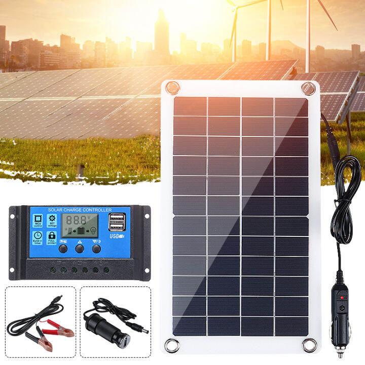 50W Solar Panel With Auto 10-100A LCD Solar Charger Controller 12V 24V ...