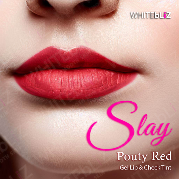 Slay Pouty Red Gel waterproof Lip and Cheek Tint, by WHITEbLiZ. 10ml ...