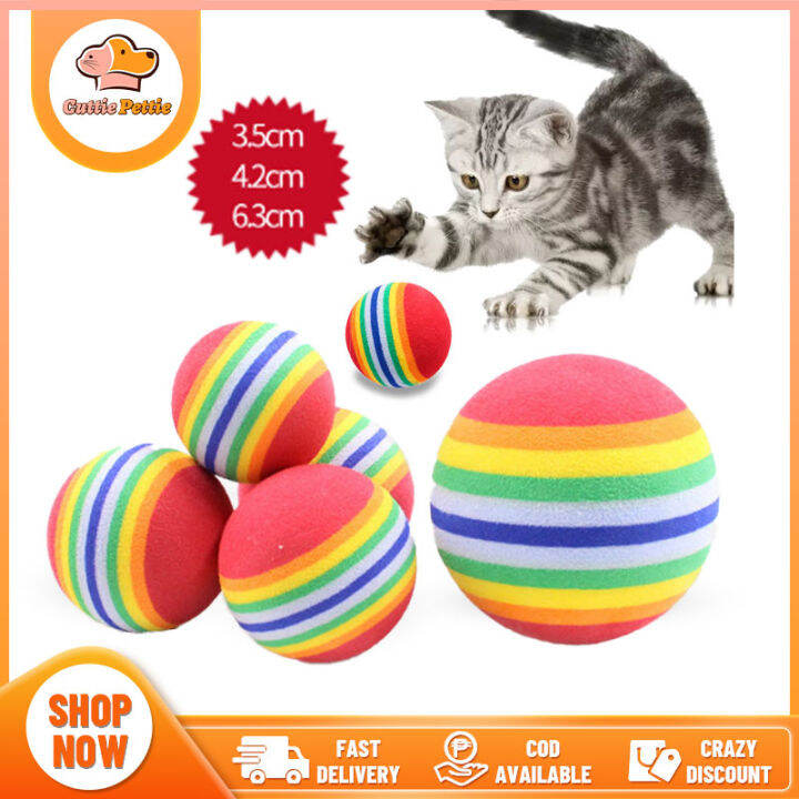 Pet Puppy Cat Toy Ball Rainbow Chewing Interactive Ball Teething Soft ...